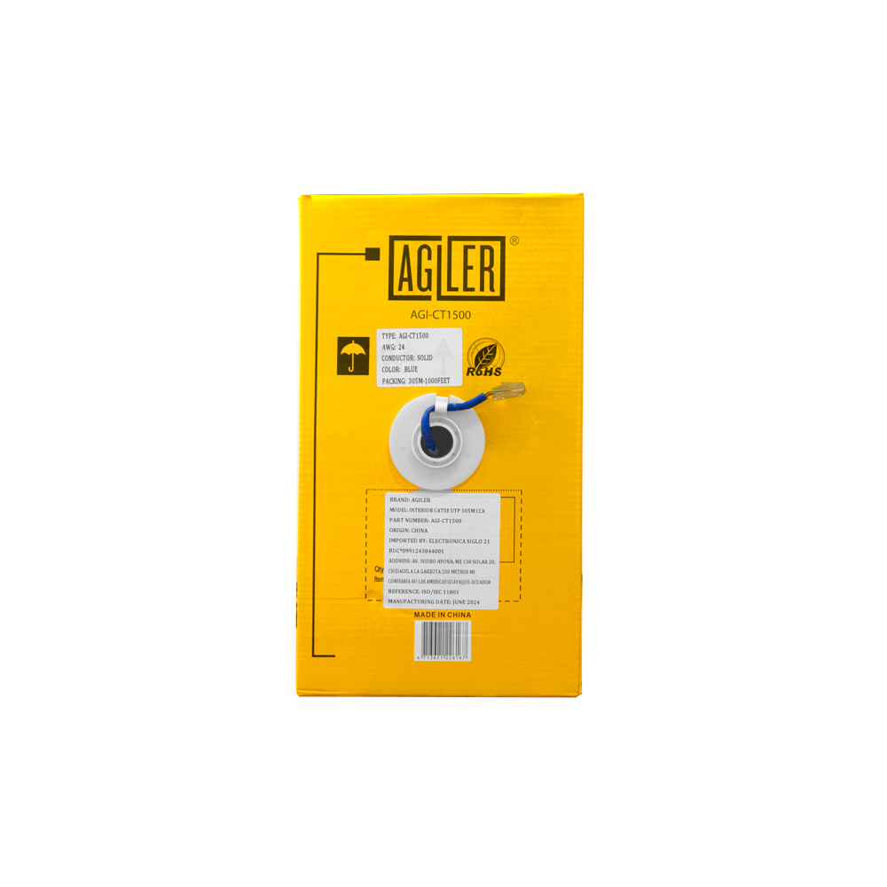 CABLE AGILER AGI CT1500 ROLLO DE CABLE UTP AGILER CAT5E 305METROS - ALDIG